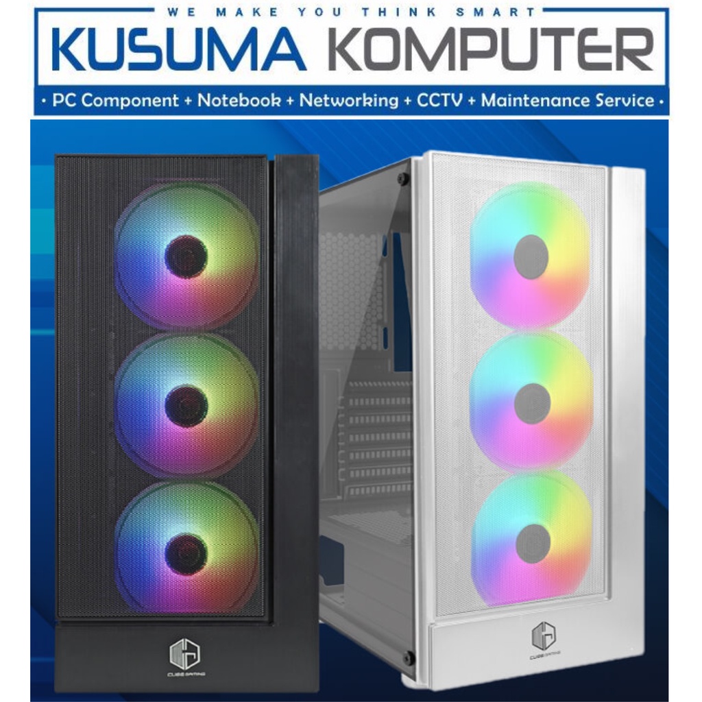 Jual Cube Gaming Lich Black White with 3 Fan RGB Casing PC Gaming ...