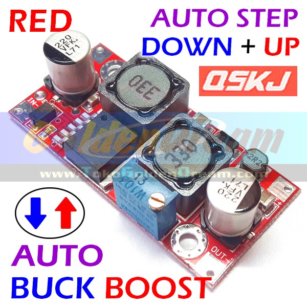 Jual Red QSKJ Auto Buck Boost Step Down Up XL6009 Converter Solar Aki ...