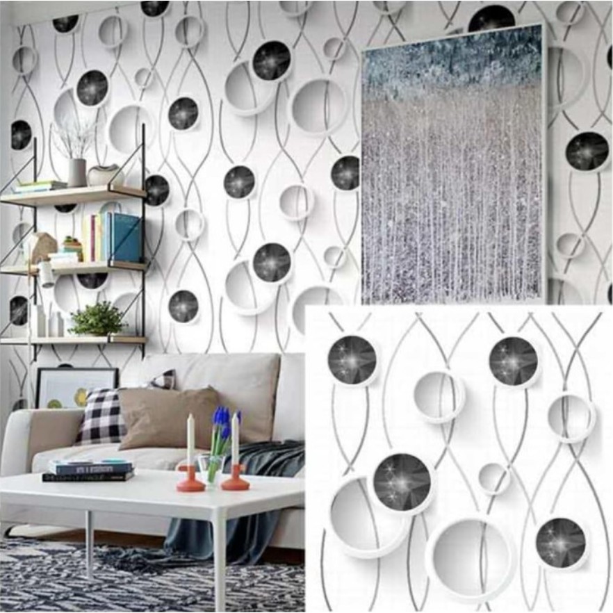 Jual Wallpaper Dinding Ukuran 45cm X 10m Motif 3d Diamond Hitam