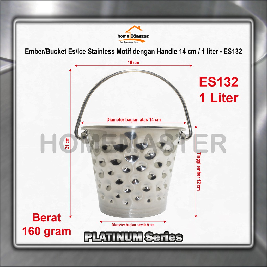 Jual Homemaster Ember/Bucket Es/Ice Stainless Motif dengan Handle 14cm ...