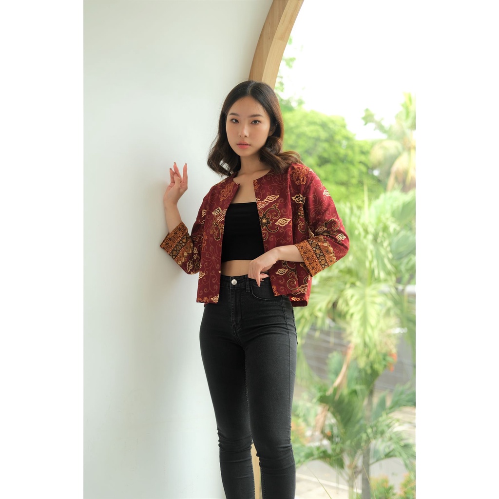 Jual FLIKE STORE - JACKET 50CM OUTER BATIK MOTIF AWAN MAROON | Shopee ...