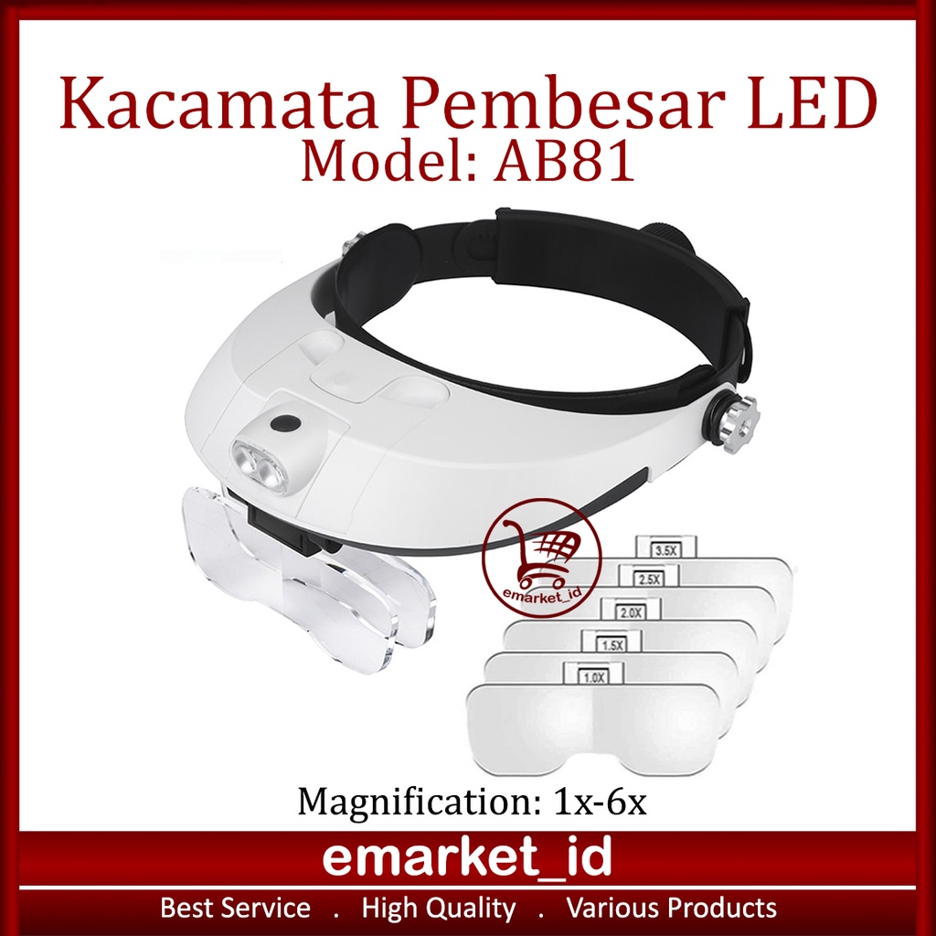 Jual Kacamata Pembesar LED AB81 / Kaca Mata Servis / Lampu Reparasi ...