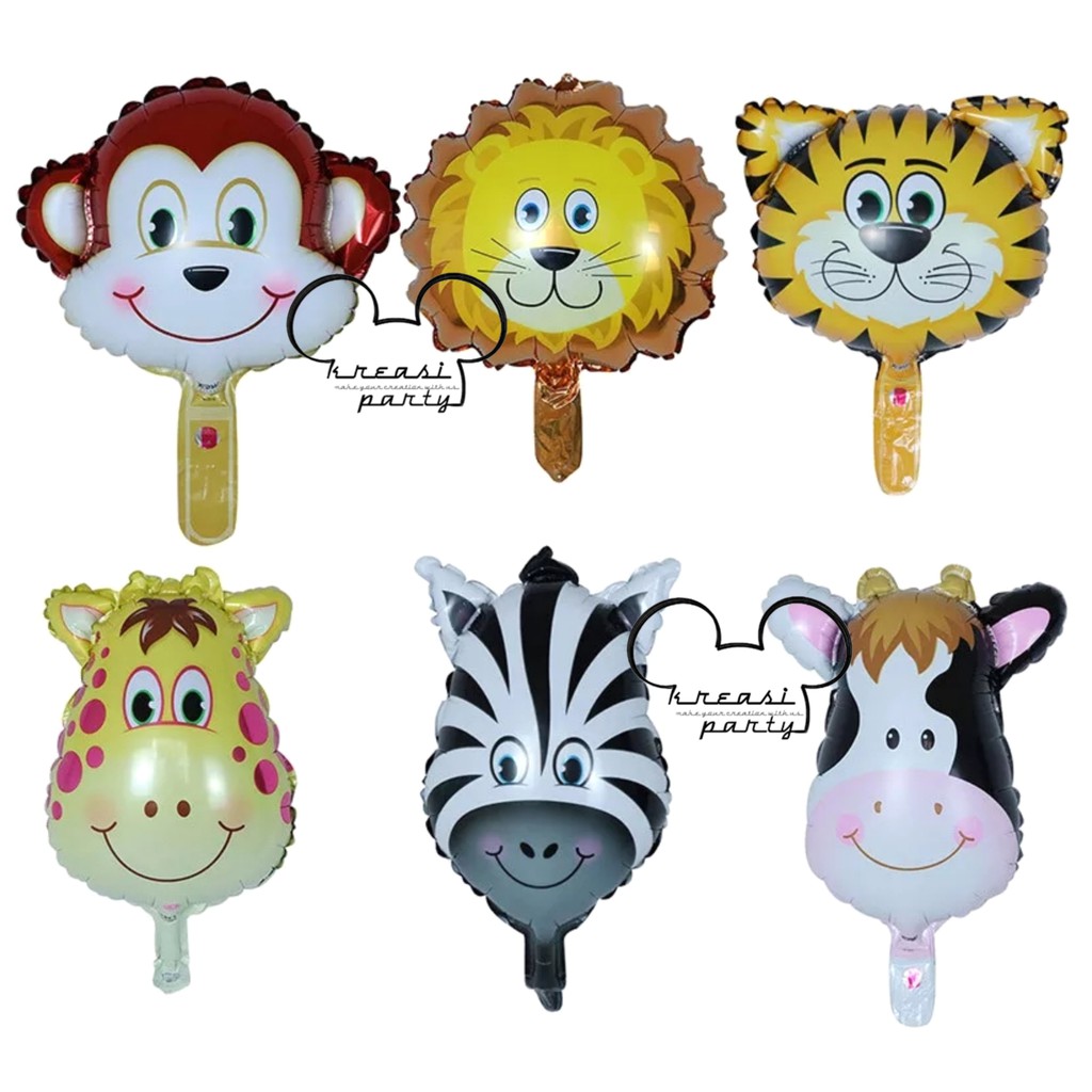 Jual Balon Foil Animal Head Mini / Balon Karakter Hewan / Balon Foil ...