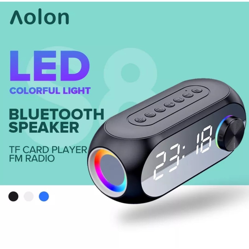 Jual Aolon S8 Wireless Bluetooth Jam Alarm Speaker With Smart Alarm Clock Portable Mini Speaker ...