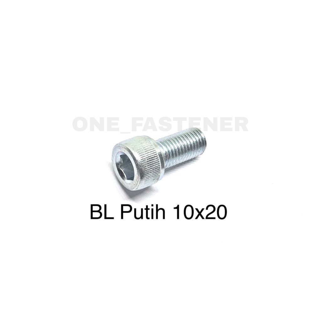 Jual Baut L M10x20 Putih 10mm 2cm L8 10x20 hex socket Heads cap screw ...