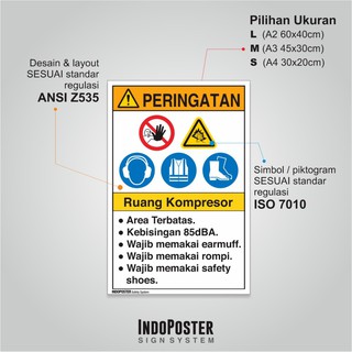 Jual Stiker K3 Safety Sign ANSI Bahaya Bising Ruang Kompresor Wajib ...