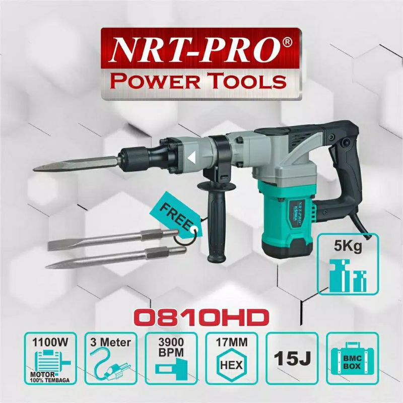 Jual NRT-PRO Mesin Jack Hammer Bor Bobok Beton HM0810 NRT Pro Demolition Hammer Drill 0810HD ...