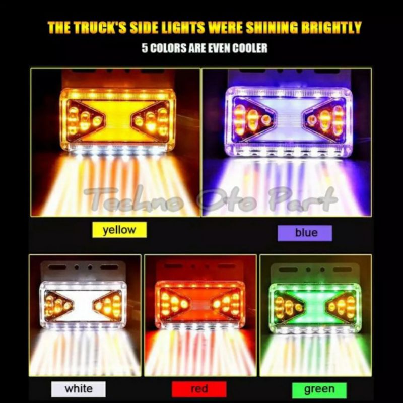 Jual Lampu Bak Truk 24 Volt Model Kotak 2 Warna Sein Running Light | Shopee Indonesia