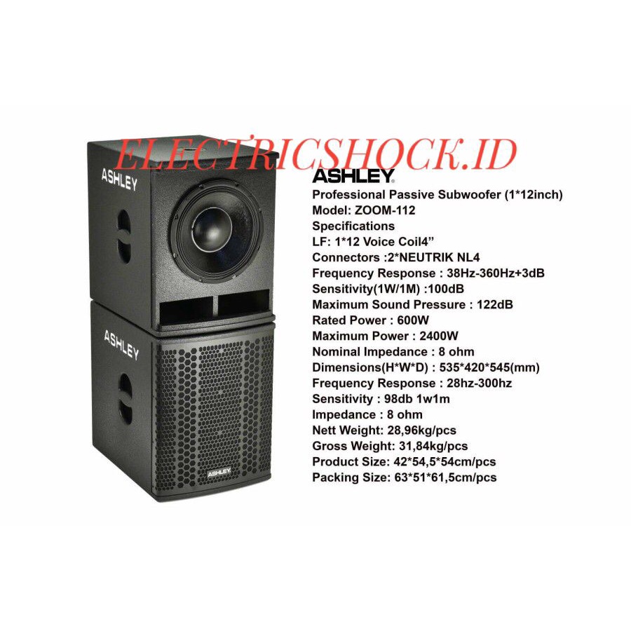 Jual SUBWOOFER PASIF ASHLEY ZOOM112 / ASHLEY ZOOM 112 ORIGINAL 12INCH ...
