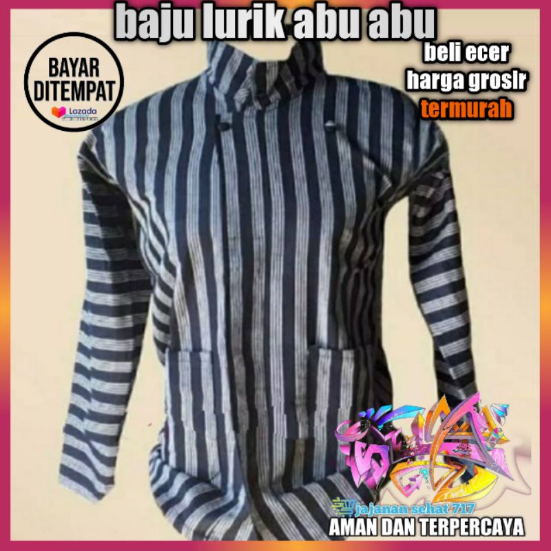 Jual baju surjan jawa baju lurik abu abu baju lurik hitam pakaian adat jawa | Shopee Indonesia