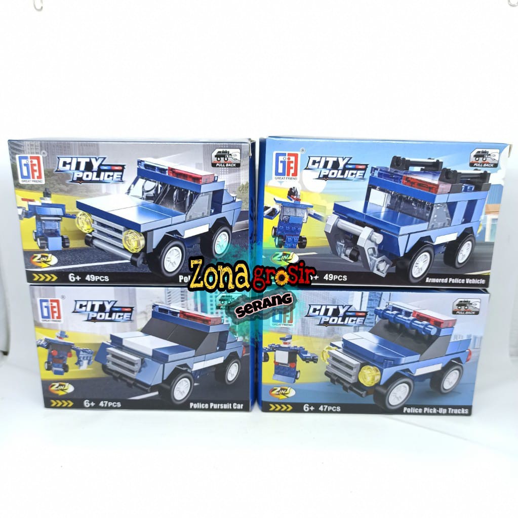 Jual MAINAN MOBIL LEGO CITY POLICE 002 PULL BACK 2IN1 MOBIL MILITER ...