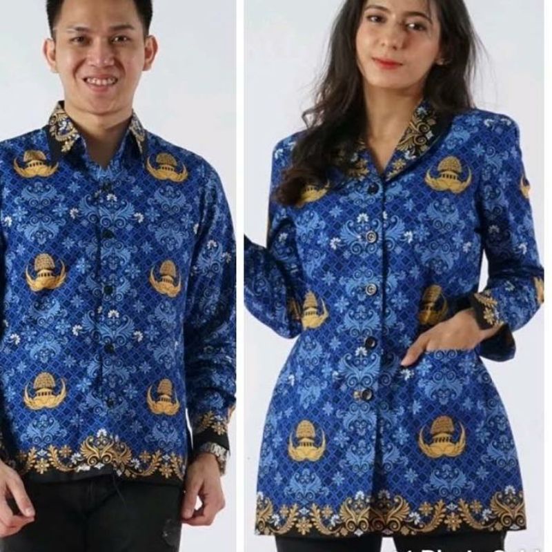 Jual Baju batik KORPRI Sesuai Surat Edaran Kerah Hitam Lapis Furing | Shopee Indonesia