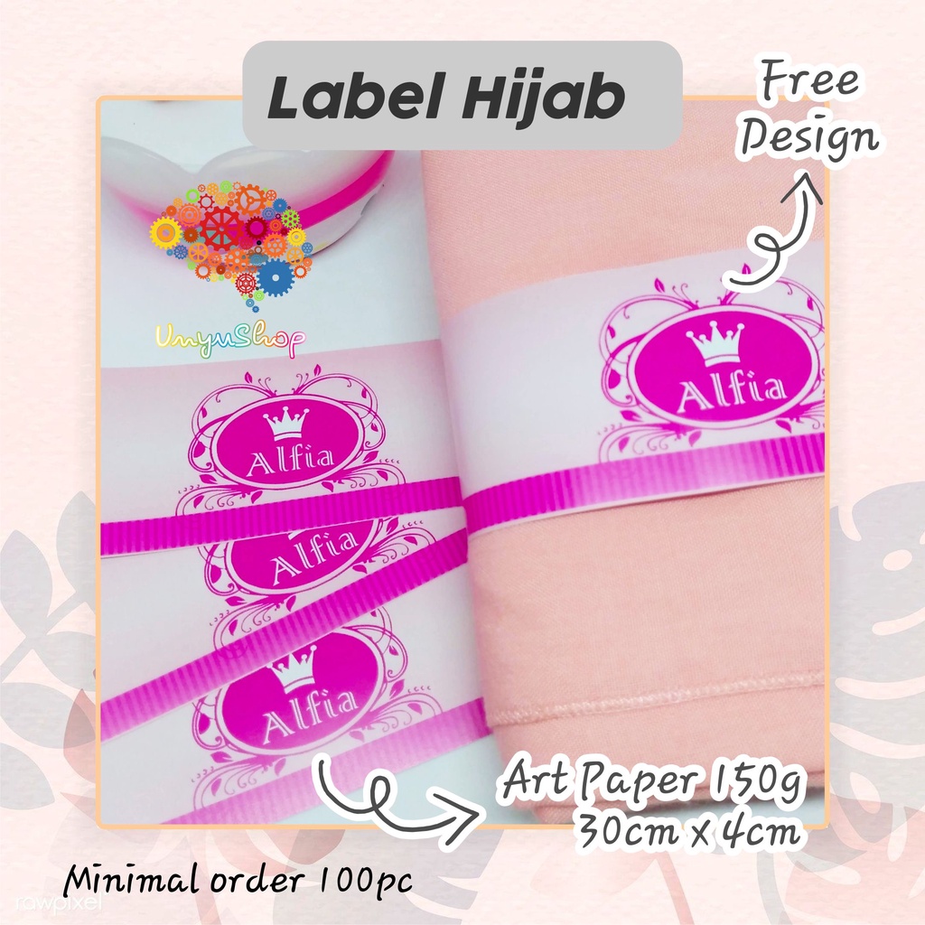 Jual Label hijab / Roller hijab / label kertas / label kemasan / label ...