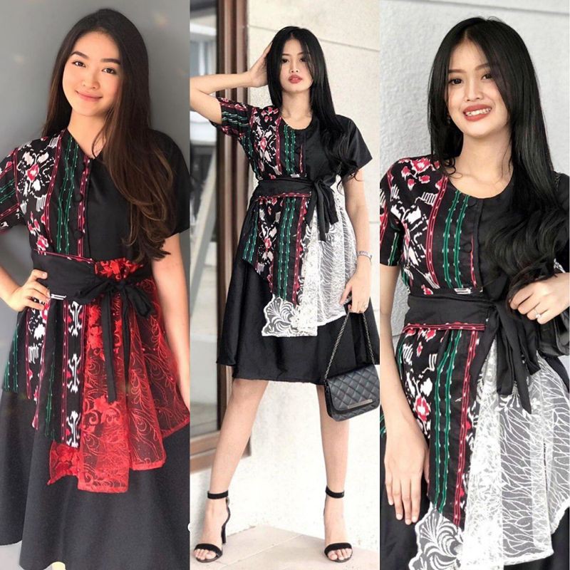 Jual original batik dress wilona batik kampus/ tunik batik brokat ...