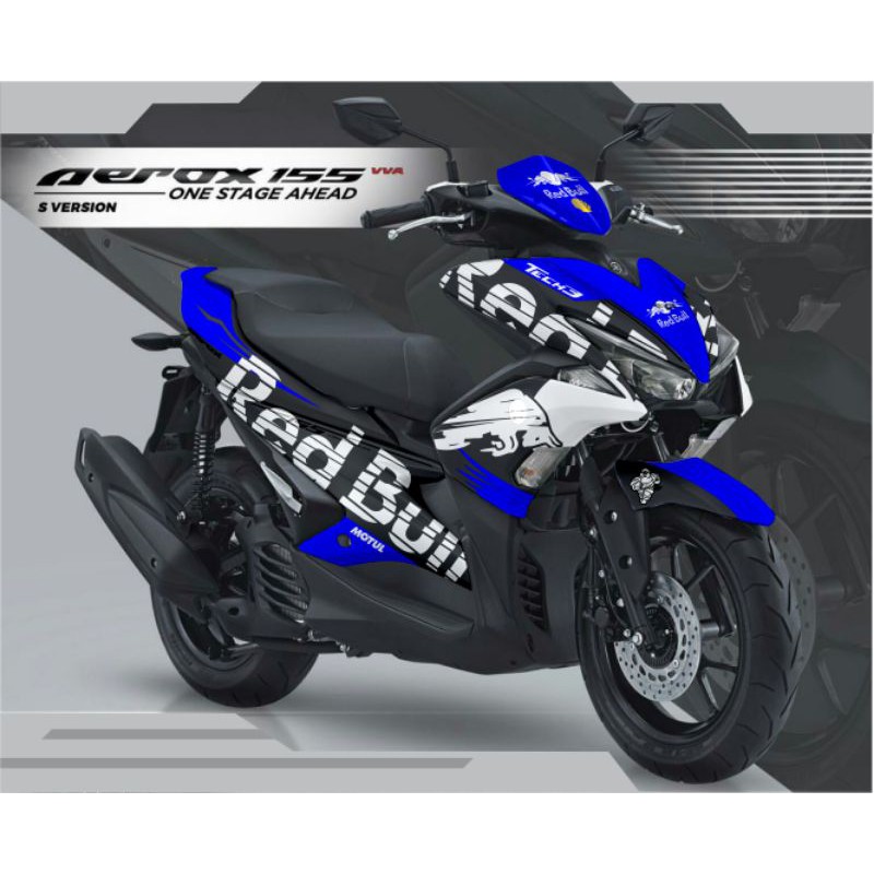 Jual DECAL AEROX FULL BODY BLACK BLUE REDBULL | Shopee Indonesia