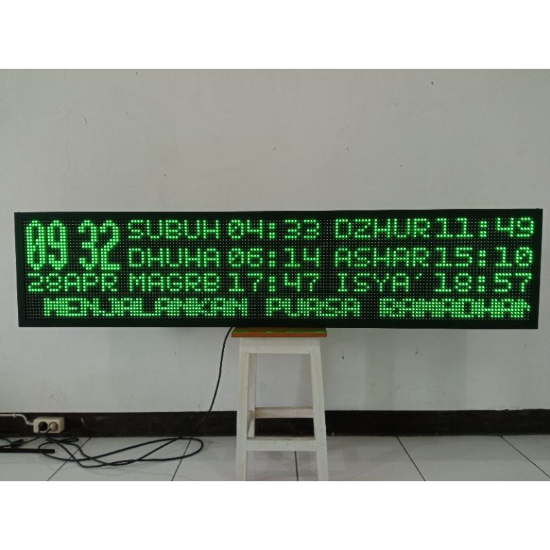 Jual Jam Sholat Running Text Single Colour Uk.165x37cm jam masjid ...