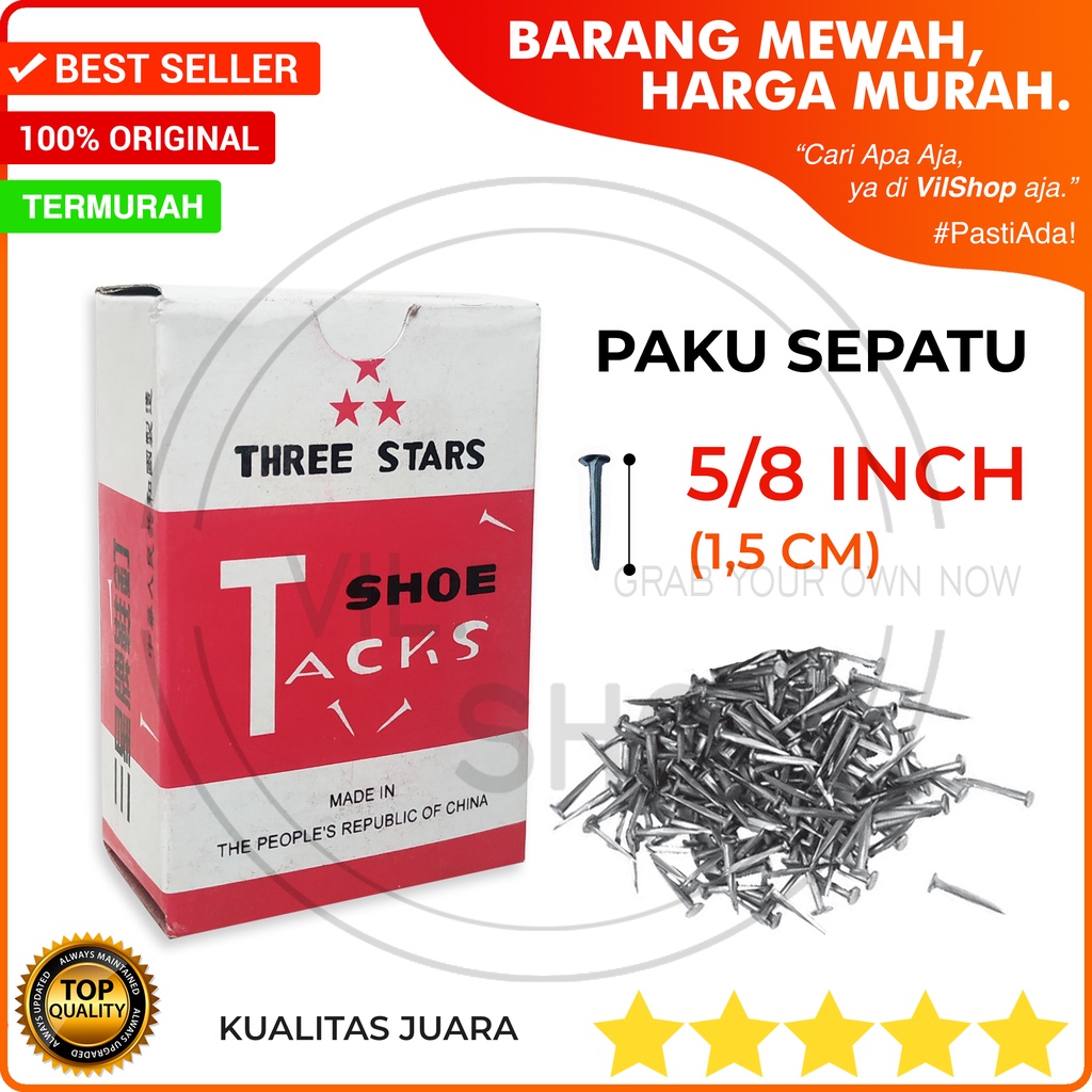 Jual PAKU SEPATU / PAKU KECIL 5/8" 1,5 CM KOTAK 200 GRAM / SHOE TACKS ...