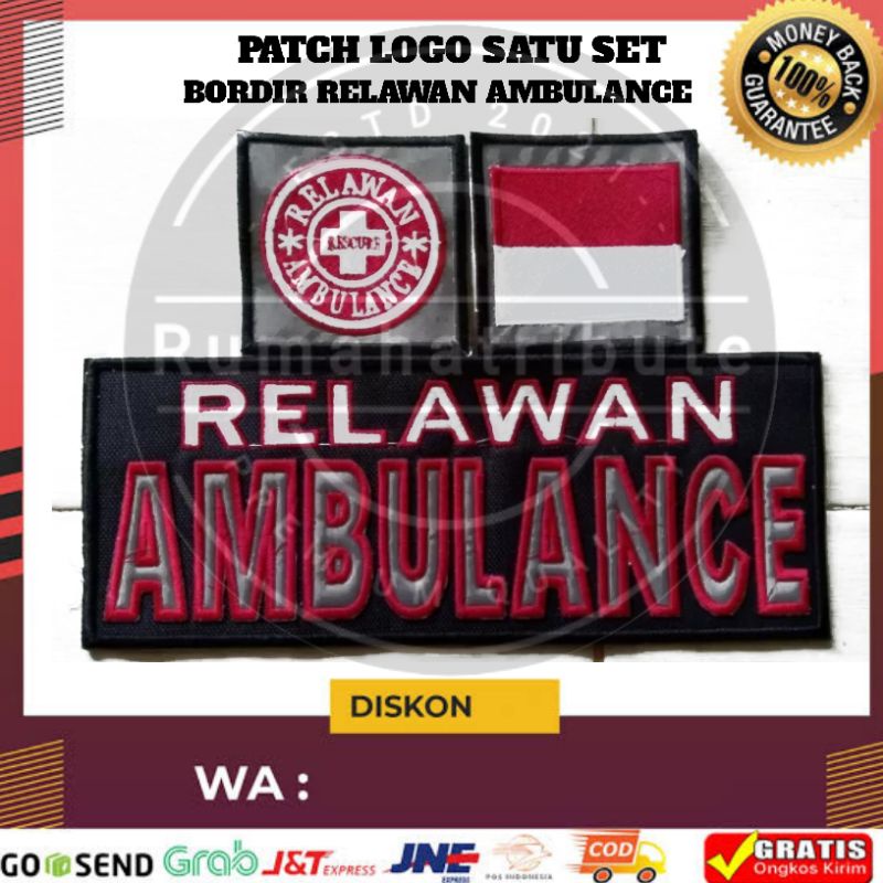 Jual logo bordir Satu set RELAWAN AMBULANCE MERAH | Shopee Indonesia