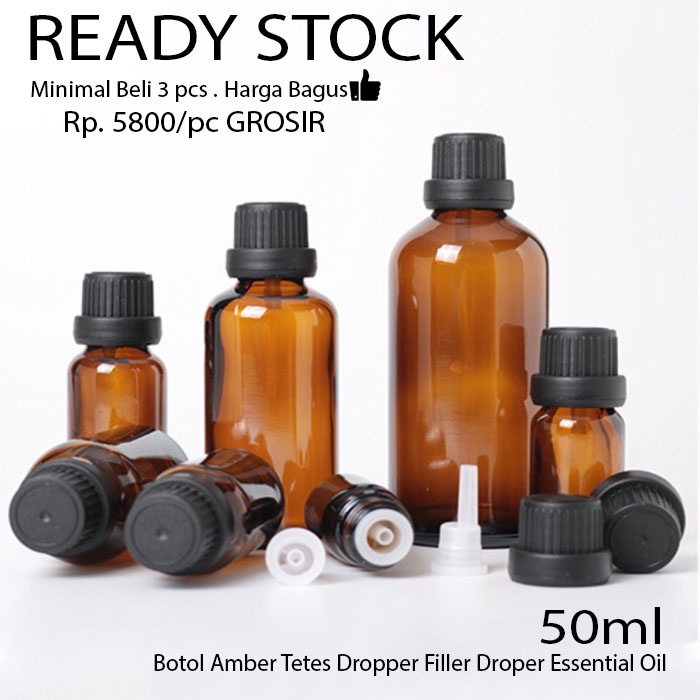 Jual Botol Tetes 50ml Droper Essence Botol Kosong Kaca Amber Dropper ...