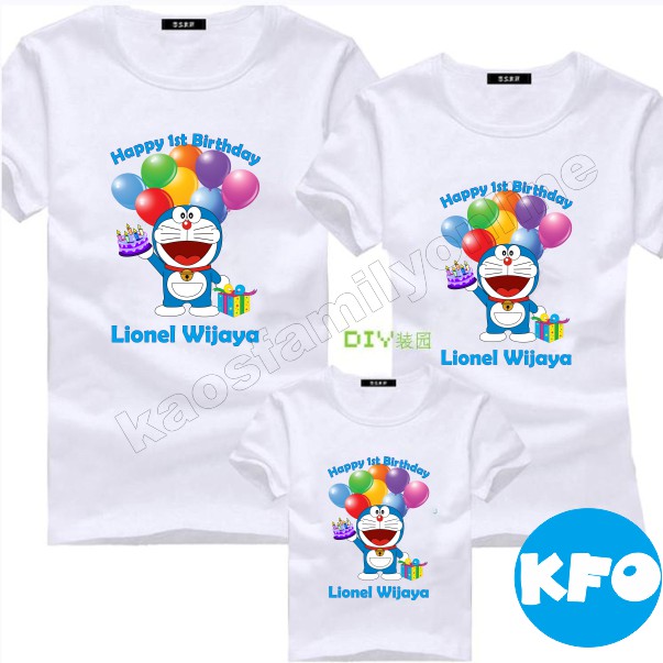 Jual Baju Kaos Ulang Tahun Keluarga Doraemon Family Couple / Kaos ...