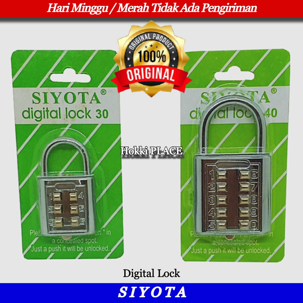 Jual GEMBOK DIGITAL SIYOTA UKURAN 30 MM & 40 MM GEMBOK NOMOR PIN ...