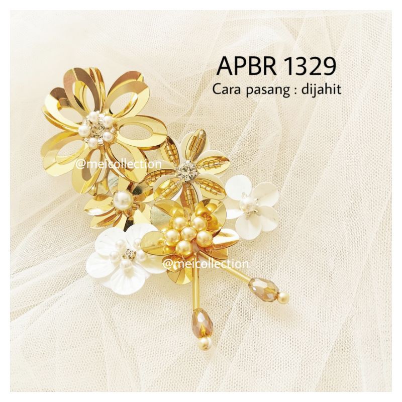 Jual APBR 1329 rangkaian bunga permata payet kristal gold | Shopee ...