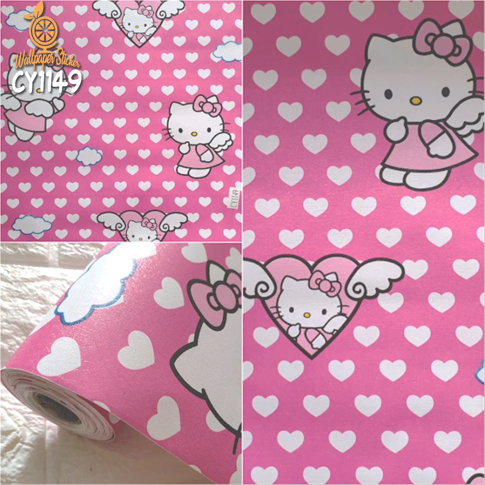 Jual PUSATWALLPAPER- Wallpaper Stiker Hello Kitty Love 45CM *5M - wallpaper dinding ...