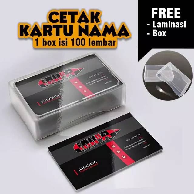Jual Cetak Kartu Nama 1 Box = 100 Pcs - Gratis Desain & Box | Shopee ...