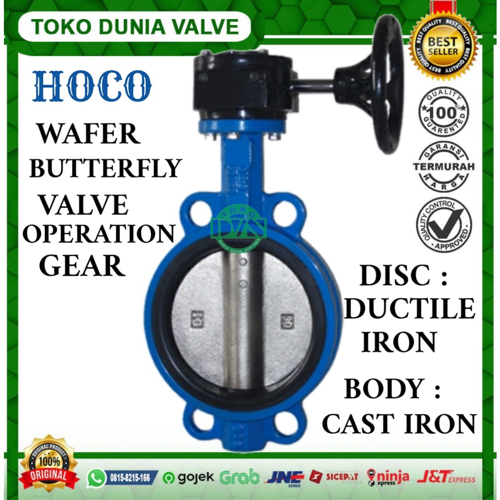 Jual HOCO-HQ 1.5" DN40 PN16 BODY D/I, DISC D/I WAFER BUTTERFLY VALVE ...