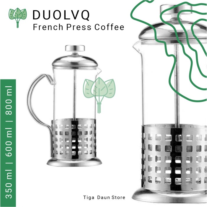 Jual FRENCH PRESS ALAT SEDUH KOPI TEA PLUNGER STAINLESS 350ML & 800ML ...