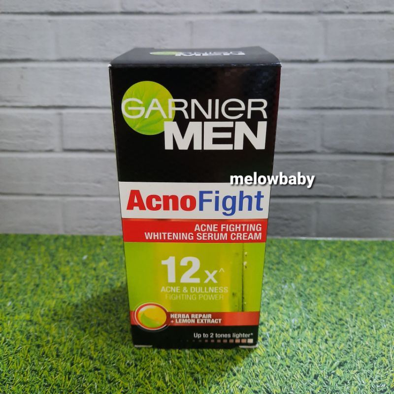 Jual Garnier Men Acno Fight Acne Fighting Brightening Serum Cream Skin Care - 40 ml | Shopee ...
