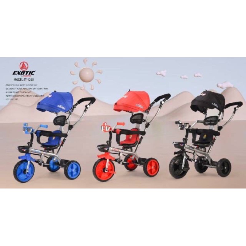 Jual SEPEDA RODA TIGA TRICYCLE STROLLER ANAK EXOTIC ET1265 BABY SHARK ...