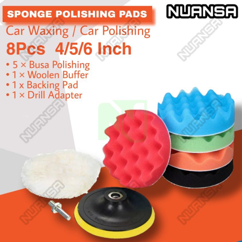 Jual Busa Spon Pad Poles Body Mobil 8 Pcs 5 , 6 inch Polishing Compound ...
