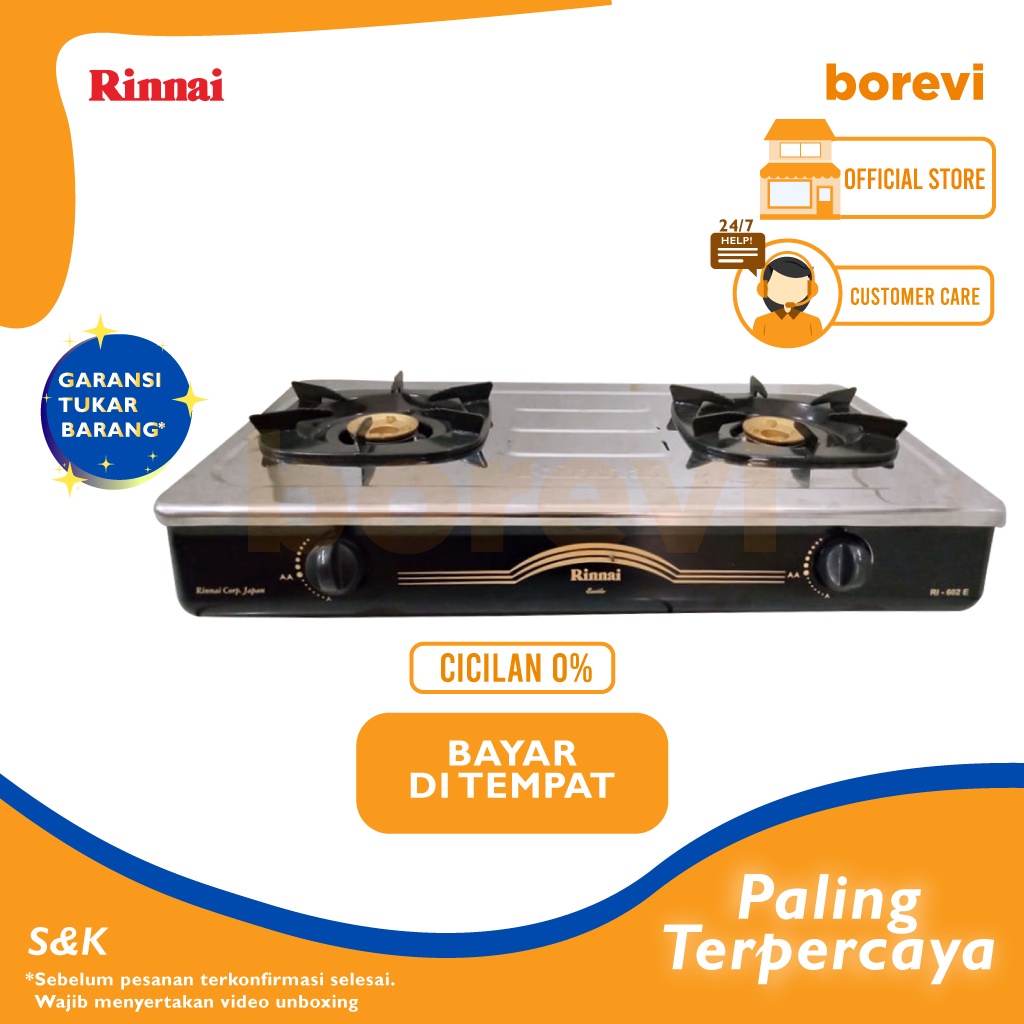 Jual KOMPOR GAS 2 TUNGKU RINNAI RI 602E / KOMPOR RINNAI RI 602 E | Shopee Indonesia