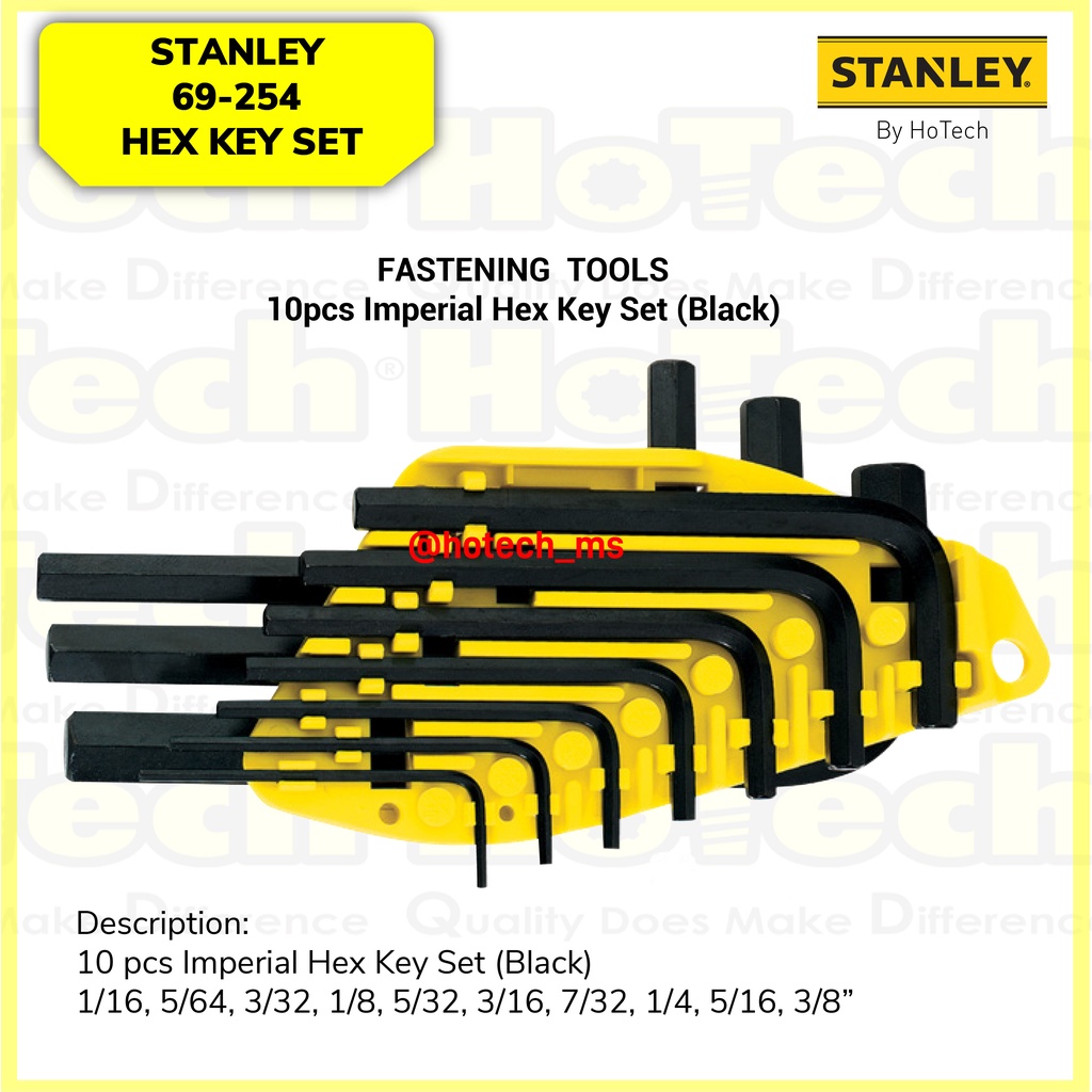 Jual STANLEY Fastening Tools| 69-254 10pcs Imperial Hex Key Set (Black ...