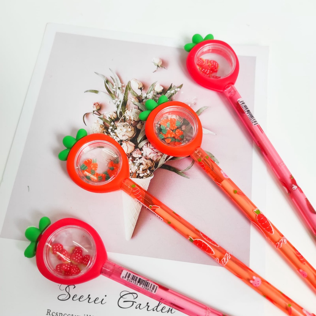 Jual PEN WORTEL STRAWBERRY STROBERI GEL PULPEN PENA BUAH KARAKTER ...