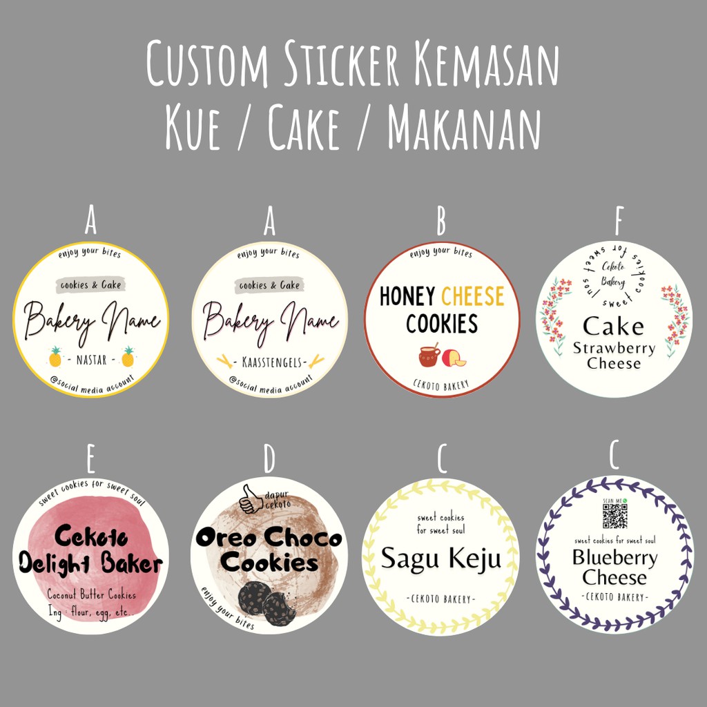 Jual Isi 100/70/40/28 Custom Sticker Bulat - Stiker Kemasan Makanan ...