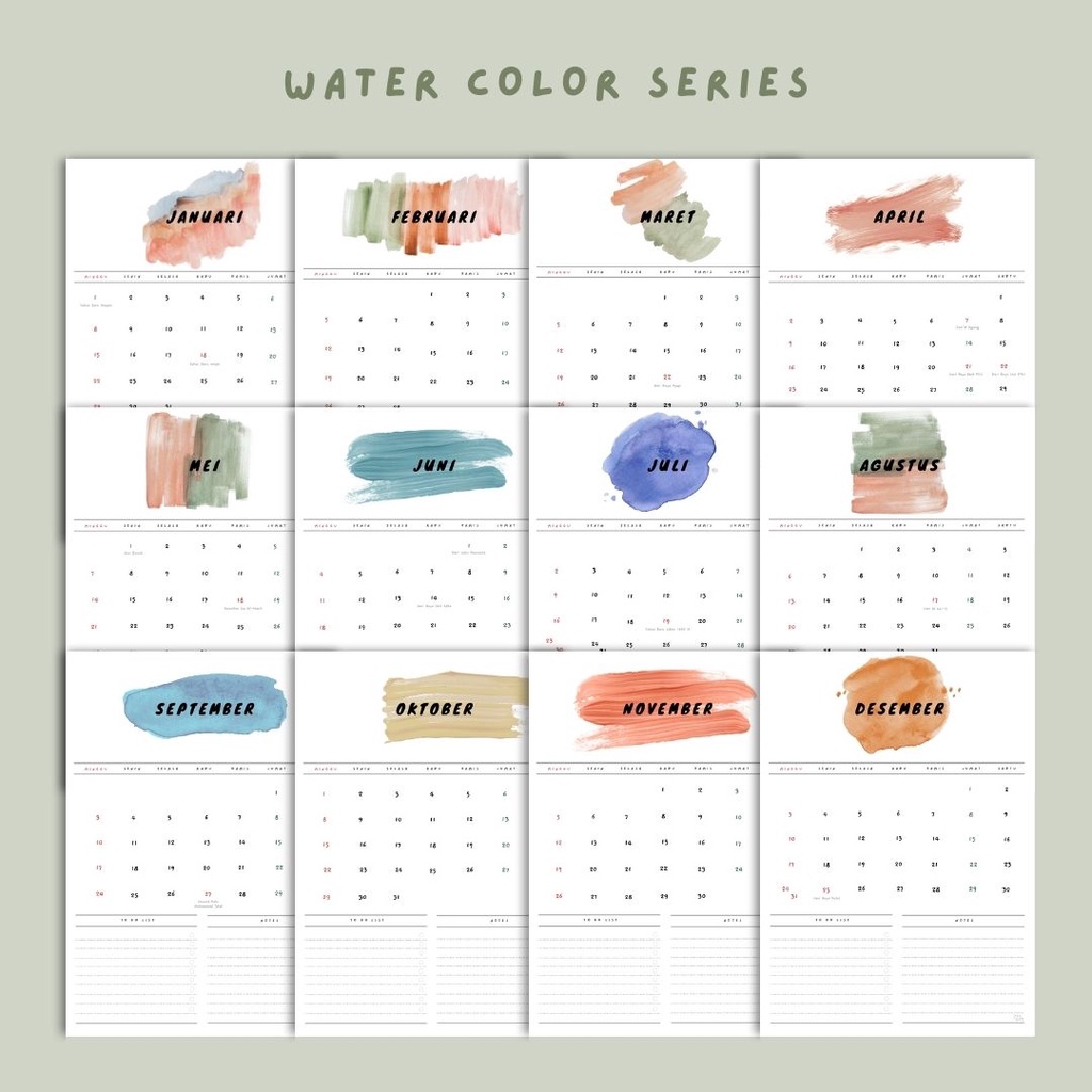 Jual Kalender Meja 2024 / 2025 Solucine A5 - Kalender Aesthetic 2024 / ...