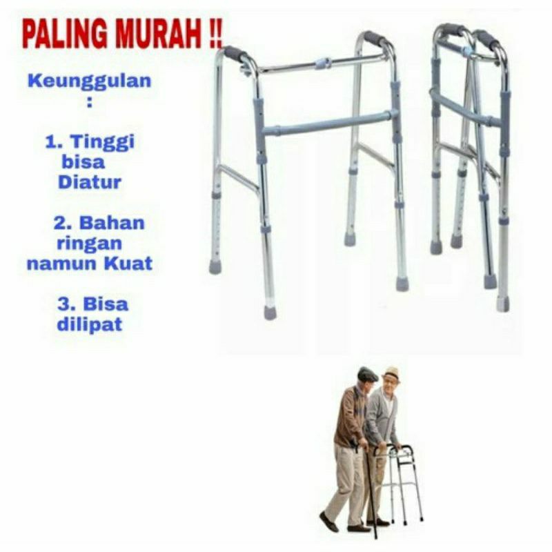 Jual walker tongkat lipat kaki 4/alat bantu jalan walker kaki empat - 4 ...