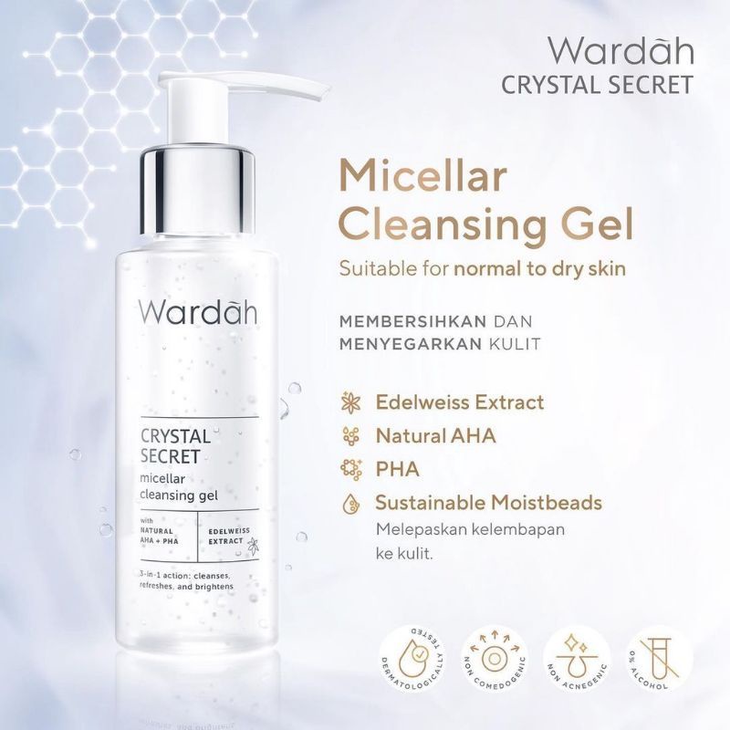 Jual Wardah Crystal Secret Micellar Cleansing Gel 95 ml | Shopee Indonesia