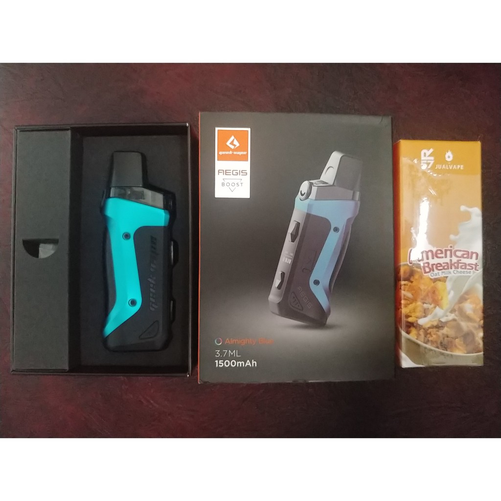 Jual Aegis Boost POD AIO Kit 40W 1500Mah dan Liquid American Breakfast ...