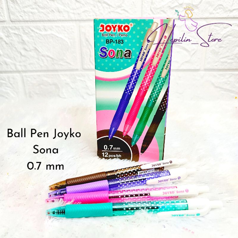 Jual Ballpoint Joyko Sona 0.7 mm Ecer / Bolpoin Joyko Cetekan / Pulpen Hitam Cetekan Joyko Sona ...