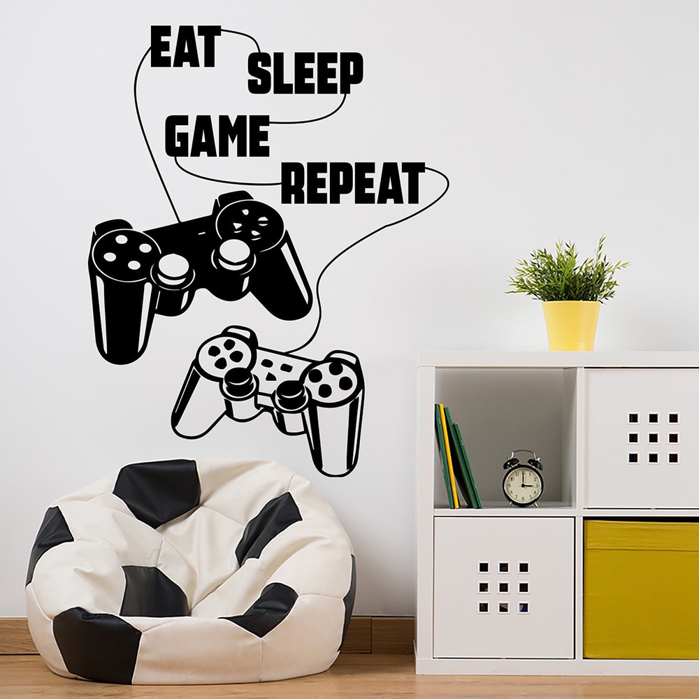 Jual Wall Cutting Stiker Dinding Eat Sleep Game Repeat Wall Decal Video ...