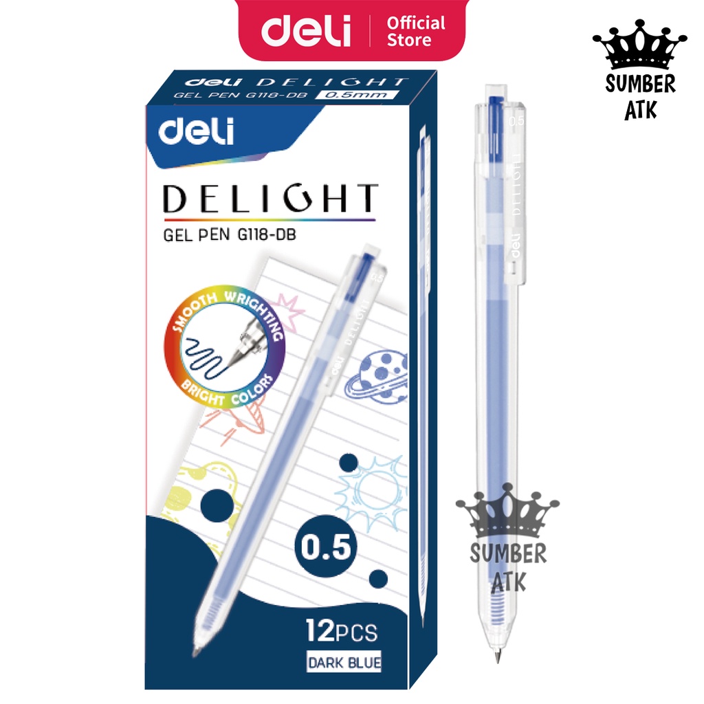 Jual Deli Gel Pen / Pulpen Gel 0.5 mm Berbagai Macam Warna EG118 / G118 ...