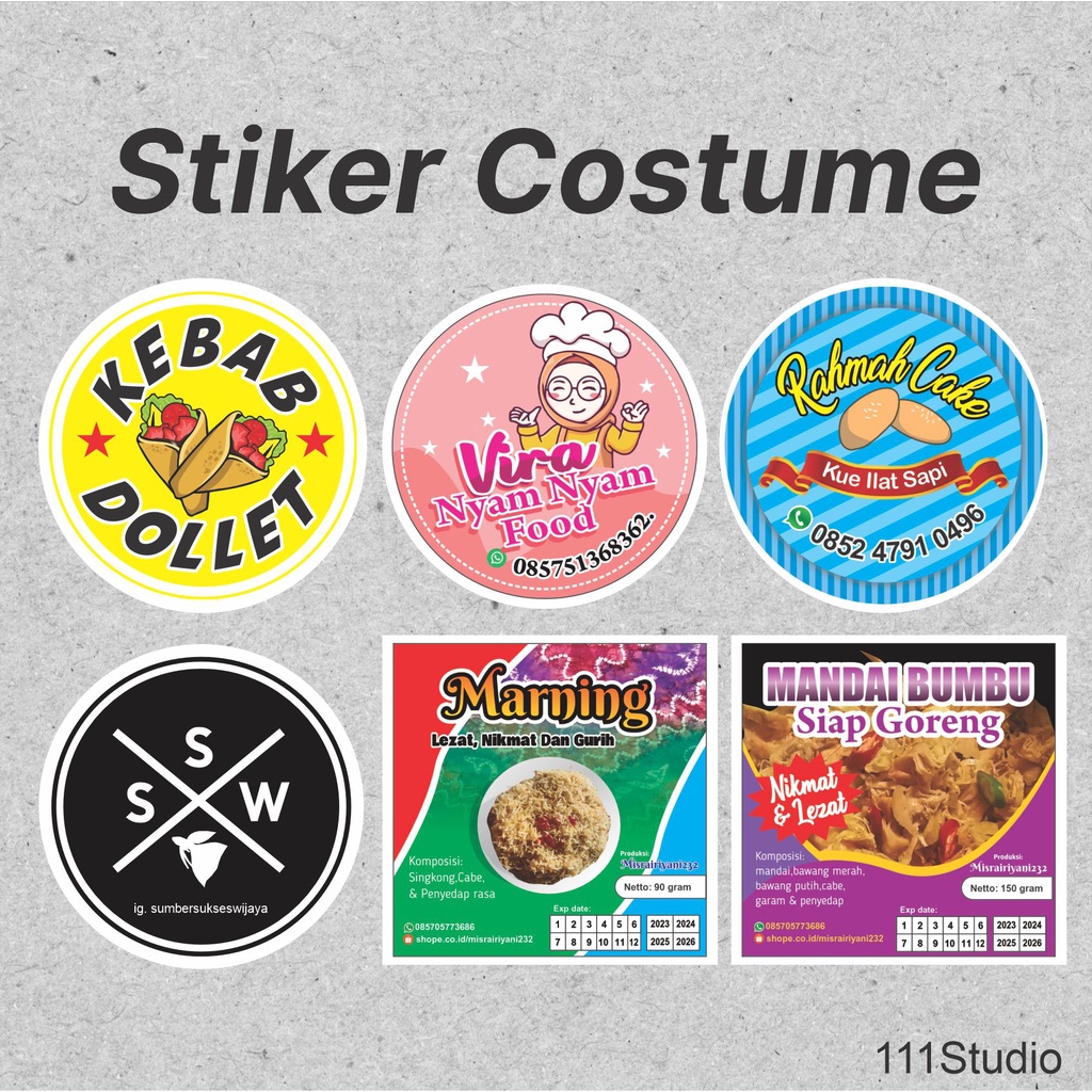 Jual STIKER LABEL COSTUME / STIKER MAKANAN / STIKER KERTAS / STIKER ...