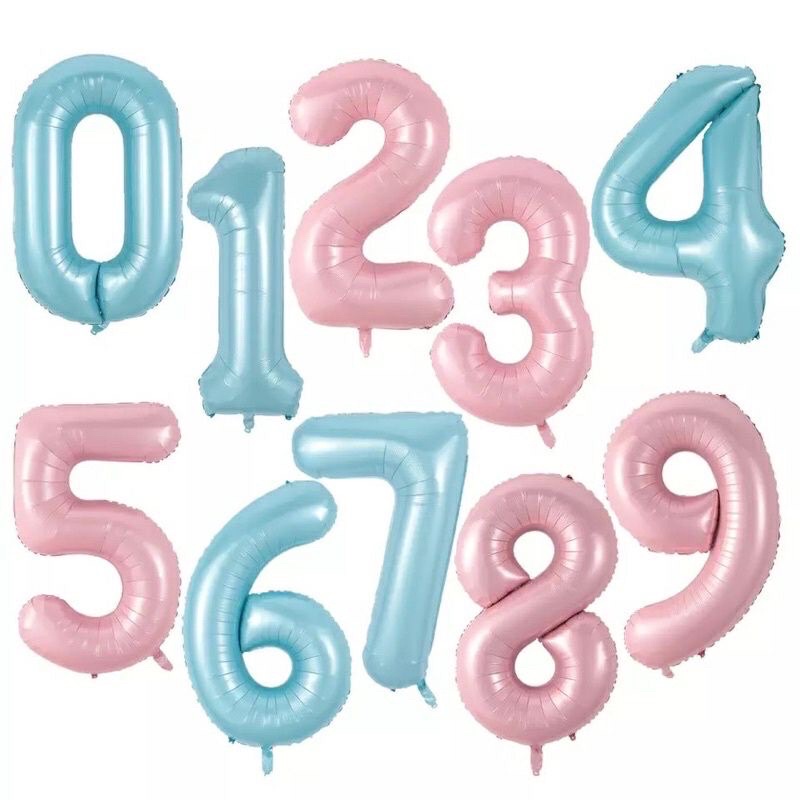 Jual Balon Angka Jumbo Pastel Biru / Pink 100 cm | Shopee Indonesia