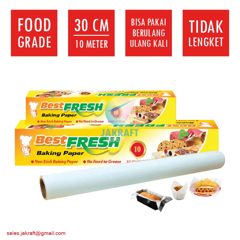 Jual (1 Roll) Kertas Baking Paper BESTFRESH 30 Cm x 10 Meter Food Grade ...