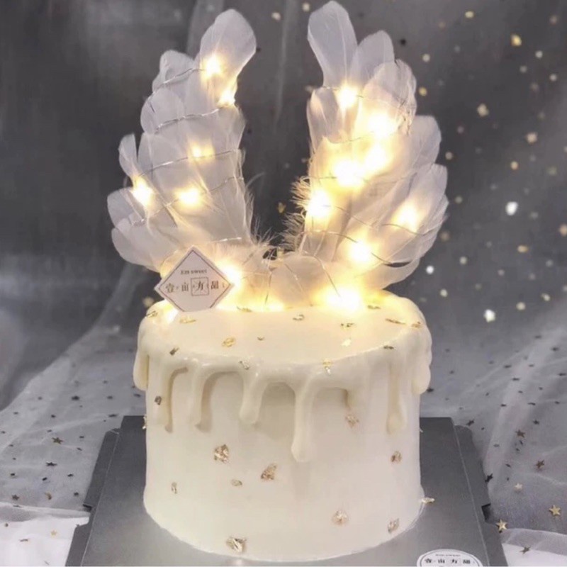 Jual Cake Topper Sayap/ Toper kue sayap bulu malaikat/ hiasan dekorasi ...