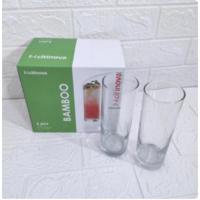 Jual Citinova Gelas Bamboo 6pcs Gelas Kaca Juice Tinggi Gelas Kado ...