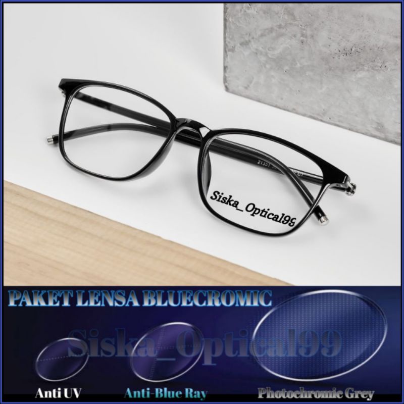 Jual Kacamata Paket Lensa Bluecromic | Frame Kacamata Wanita/Pria 21351 ...